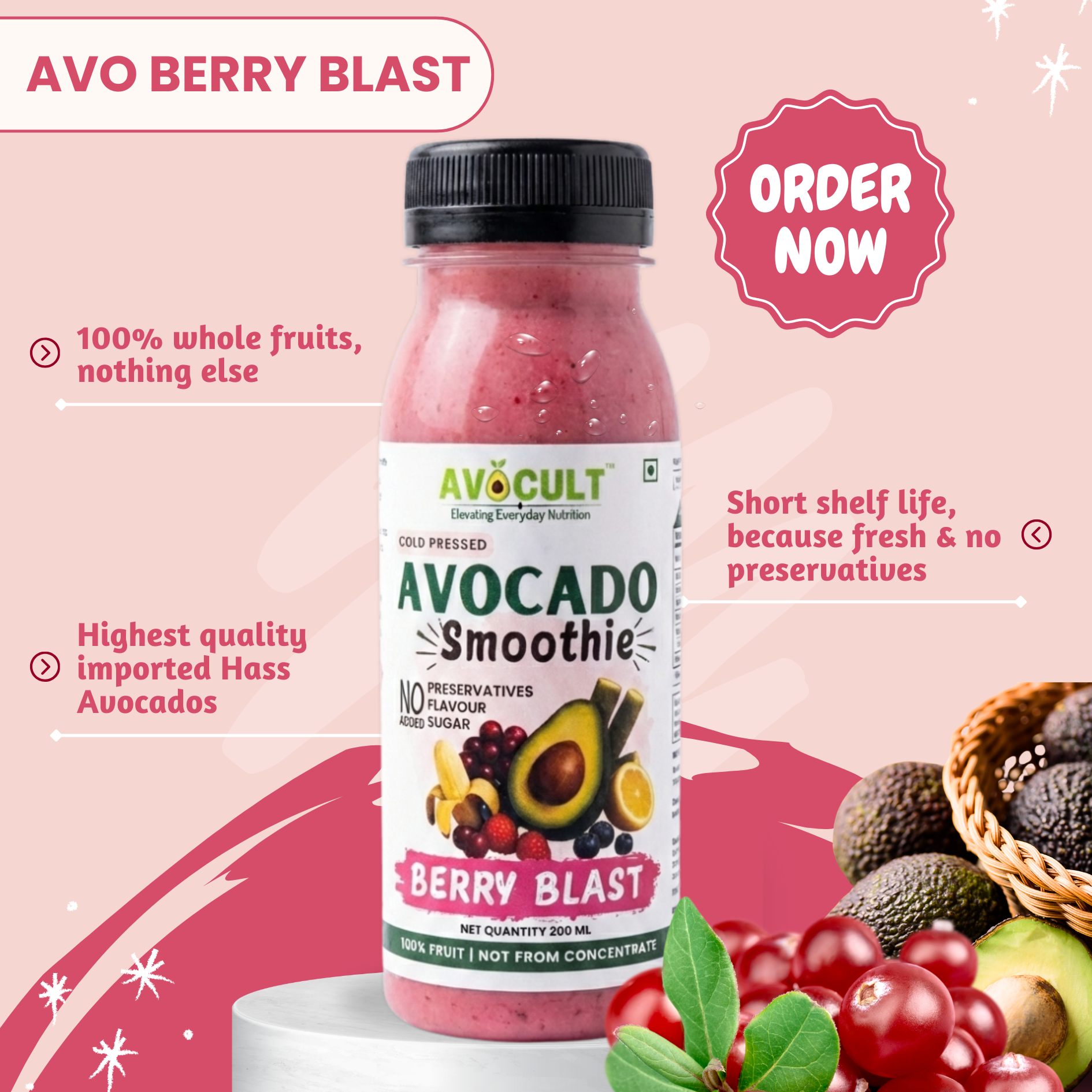 Avo Berry Smoothie - 200ml – Thoughtful Foods Private Limited